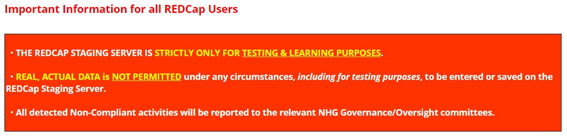 NHG REDCap Staging Server Login